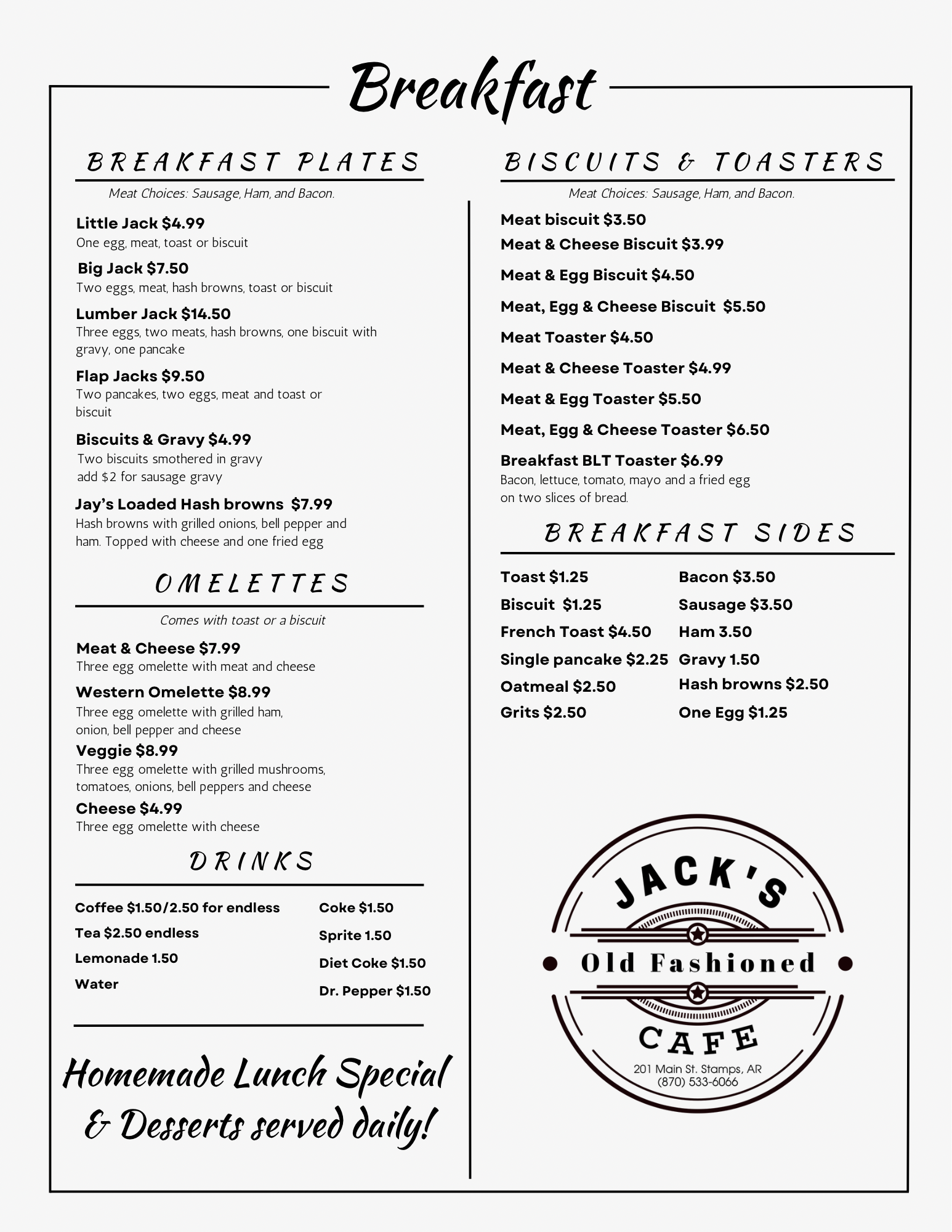 Jack’s Cafe, Stamps - Menu, Reviews, Photos (14) - Restaurantji