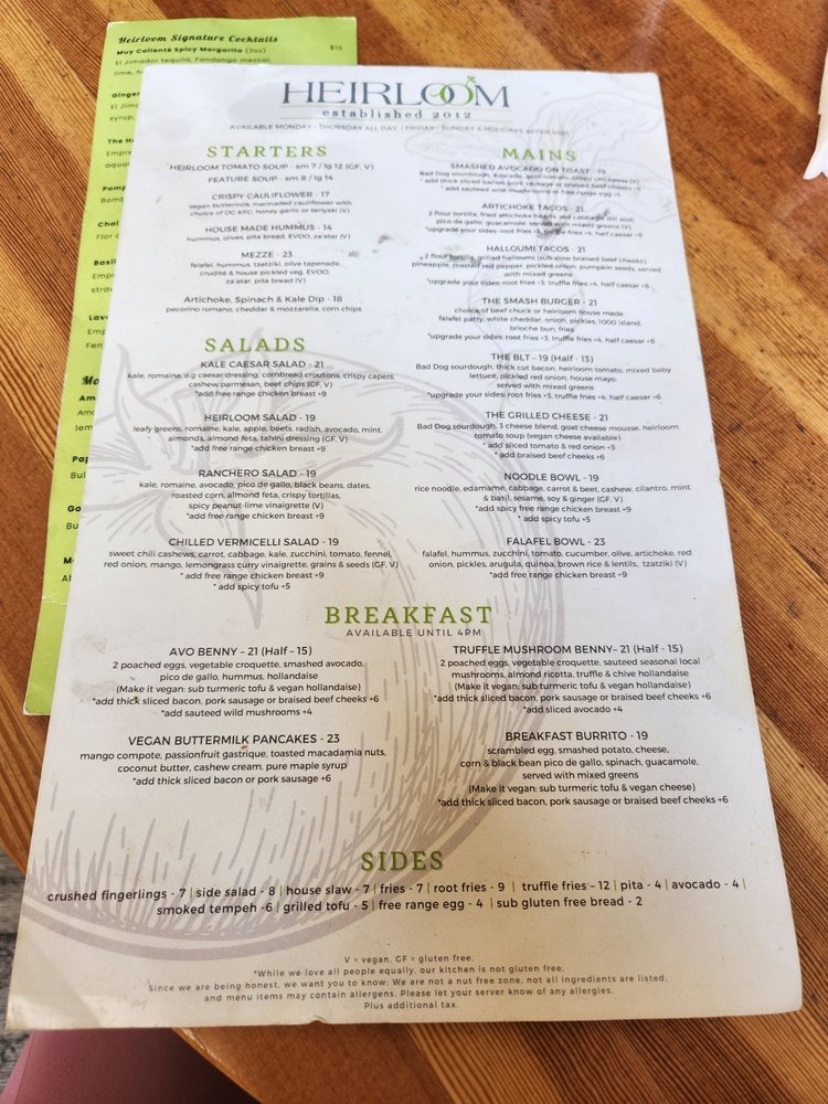 Heirloom Restaurant, Vancouver - Menu, Reviews (376), Photos (116 ...