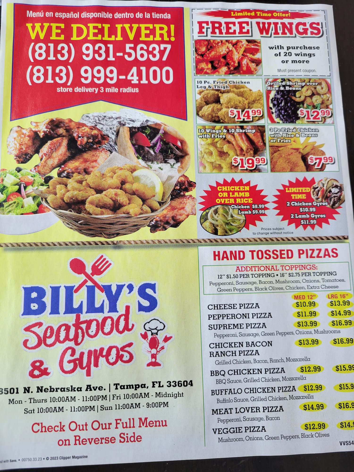 Billy's Seafood & Gyros, Tampa - Menu, Reviews (159), Photos (48 ...