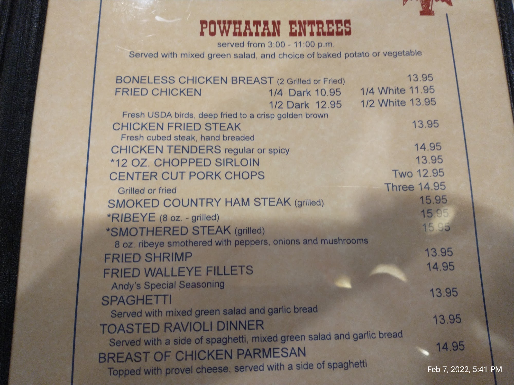 Powhatan Restaurant, Pocahontas - Menu, Reviews (272), Photos (61 ...