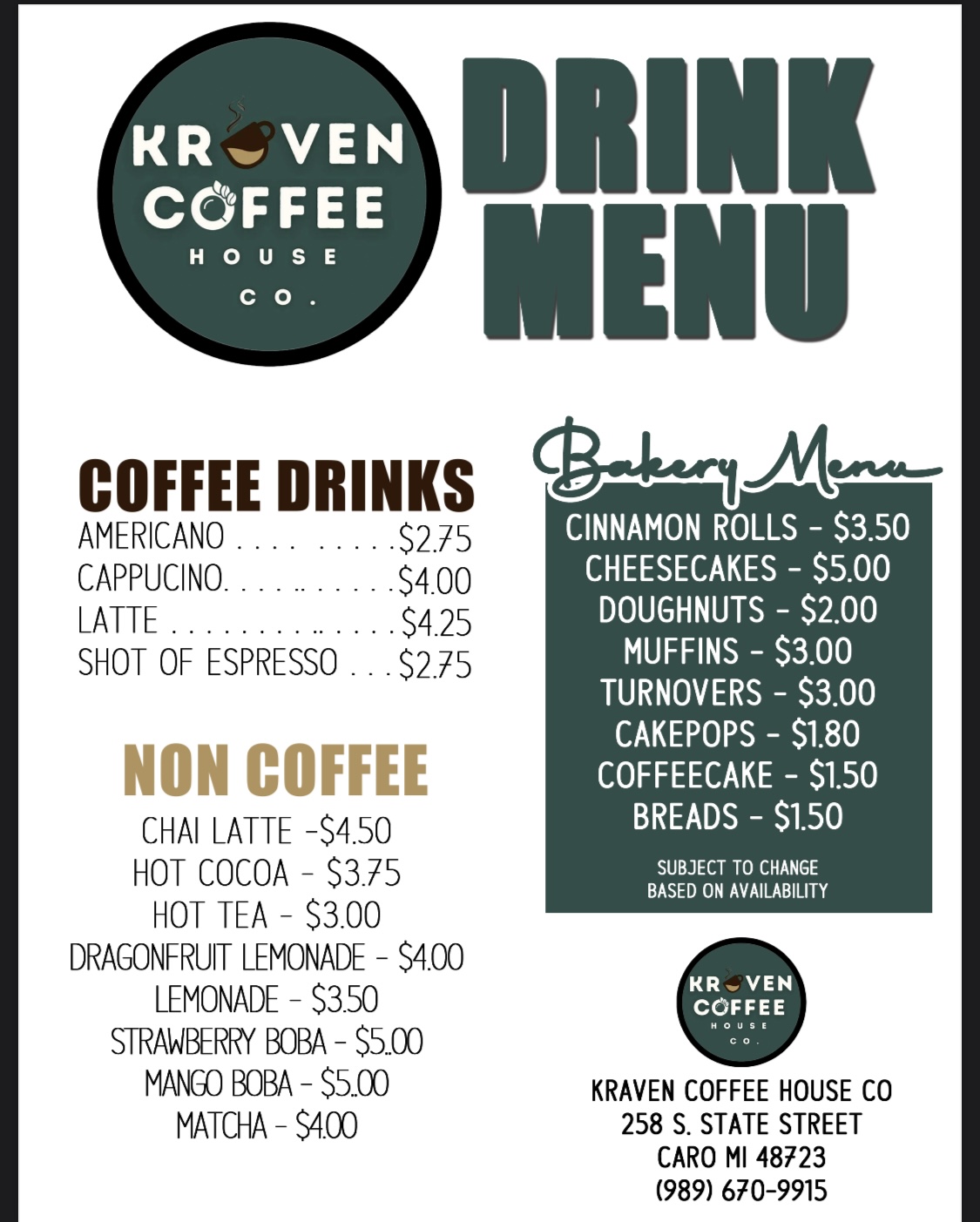 Kraven Coffee, Caro - Menu, Reviews (30), Photos - Restaurantji