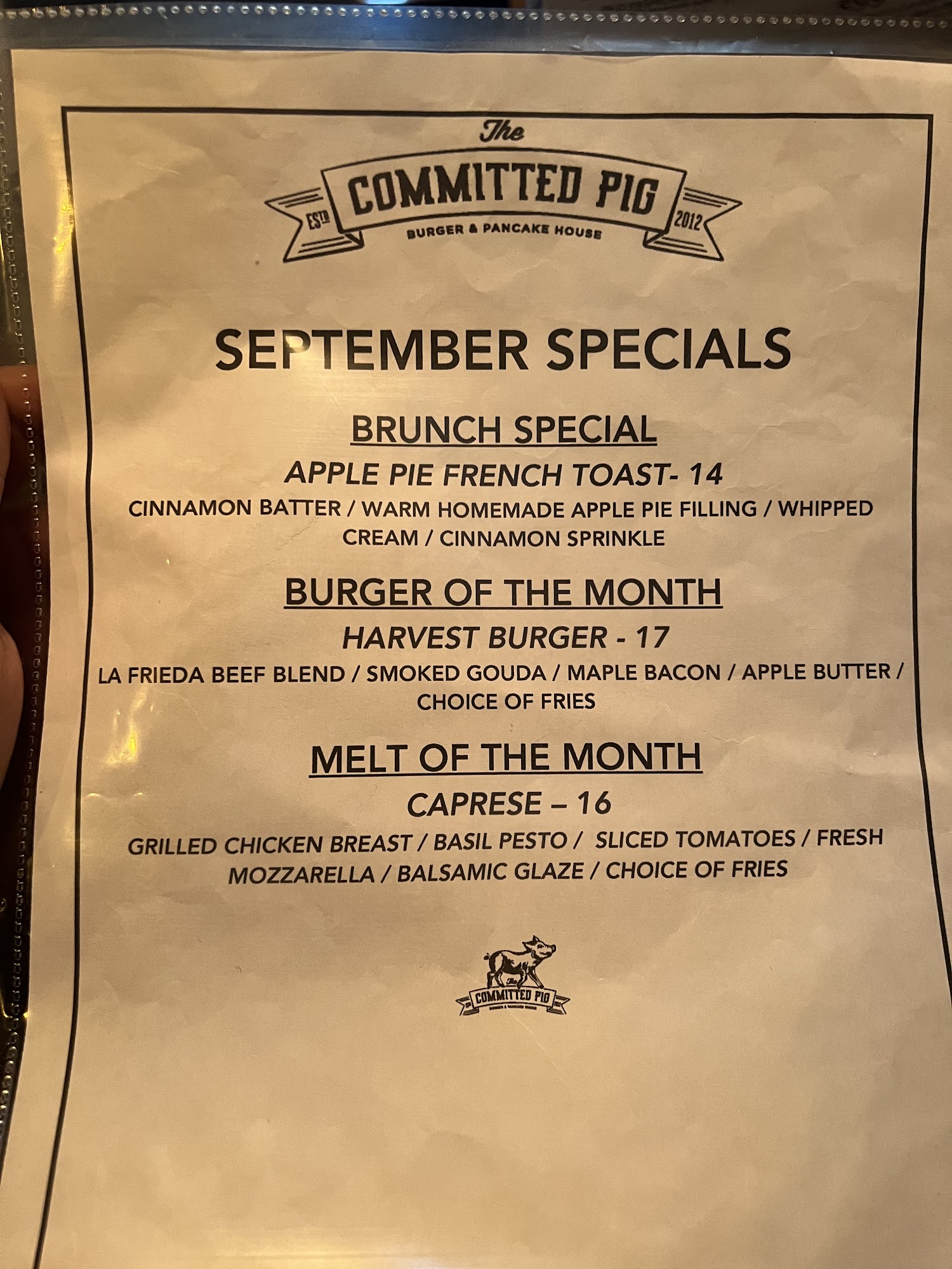 Menu for The Committed Pig, Morristown, NJ - Restaurantji