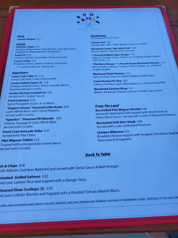 Buoy 35, Blue Point - Menu, Reviews (26), Photos (13) - Restaurantji