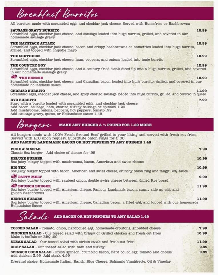 The Landmark Restaurant & Bakery, Youngstown - Menu, Reviews (265 ...