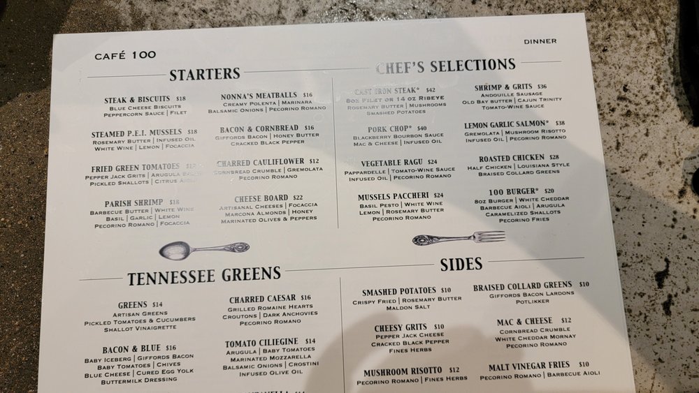 Café 100, Nashville - Menu, Reviews (170), Photos (17) - Restaurantji