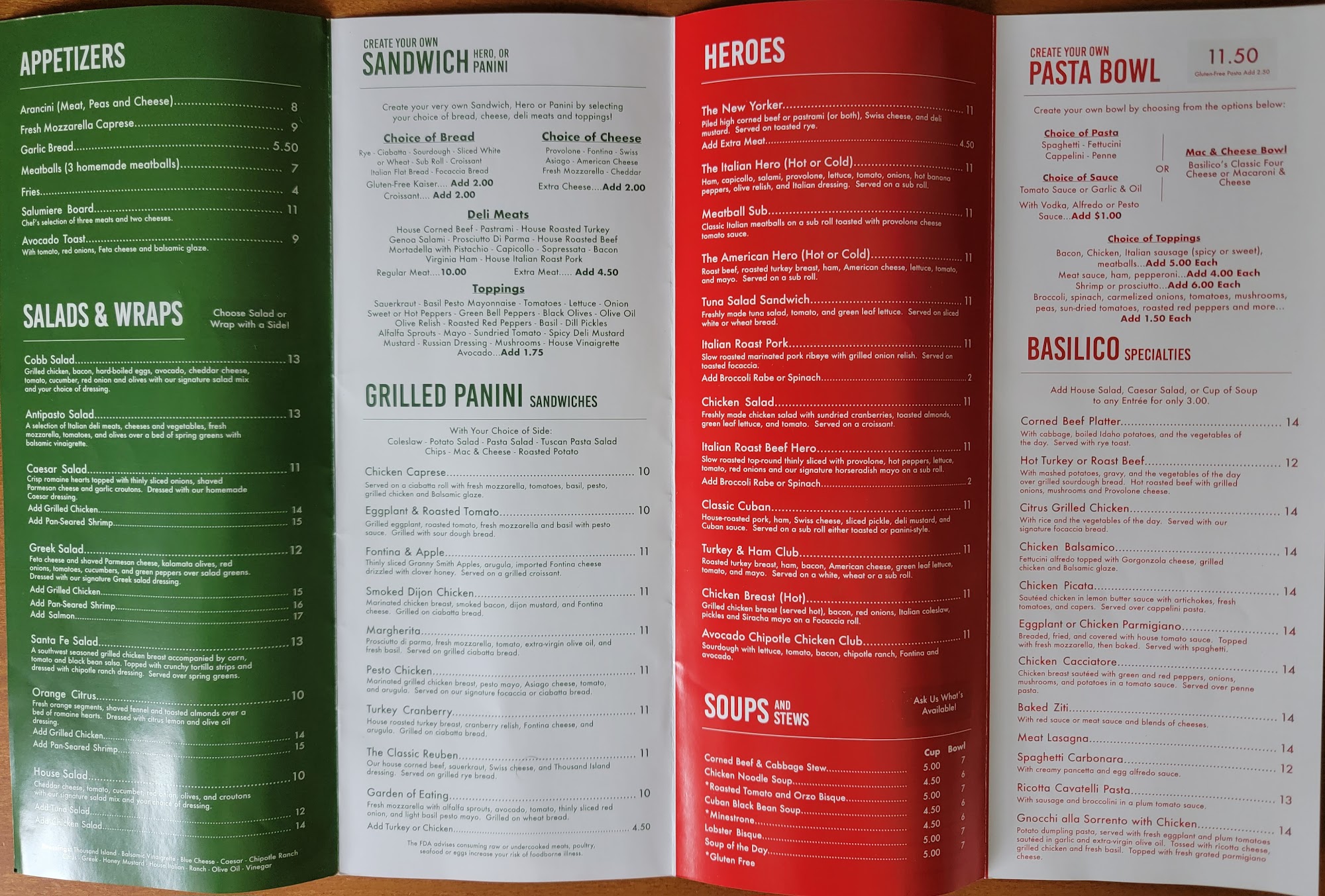 Menu for Basilico New York Deli, Stafford, VA - Restaurantji